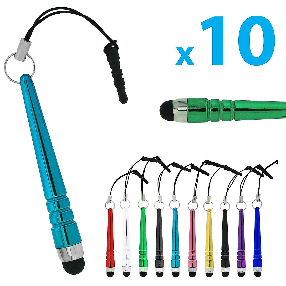 IC ICLOVER 10PCS Sharp Short Touch Screen Pen, Mini Stylus Pen with 3.5mm Jack Connector for iPhone 14/13/12/11/PRO/Max/PRO/Max/SE2/X/XS MAX, iPad Pro/Air/Mini, iPod, Kindle, Samsung S21/S20+/Note 20