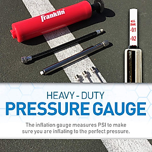 Franklin Sports Ball Pump Kit -7.4" - Perfect for Basketballs, Soccer Balls and More - Complete Hand Pump Kit with Needles, Flexible Hose, Air Pressure Gauge and Carry Bag