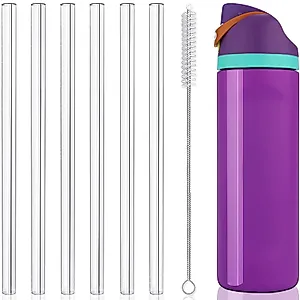 Axlksia 6 Pcs Replacement Straws for Owala FreeSip 24oz 32oz, Reusable Clear Straws with Cleaning Brush for Owala Flip Insulated Stainless Steel Water Bottle 24oz 32oz, Tumbler Accessories Parts