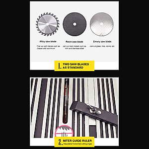 4 Inch Mini Table Saw, 90W Hobby Craft Saw Bench Top Cutting Miter Saw, 4500Rpm DIY Handmade Woodworking Metal Ceramic Glass Cutter with 3 Pieces Blades