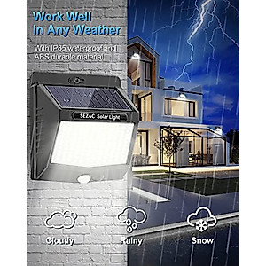 SEZAC Solar Outdoor Lights [10 Pack/3 Lighting Modes] Solar Motion Sensor Security Lights Ultra-Bright, Wireless Wall Lights Solar Powered for Outside Patio Garden Backyard Fence Stairway (118LED)