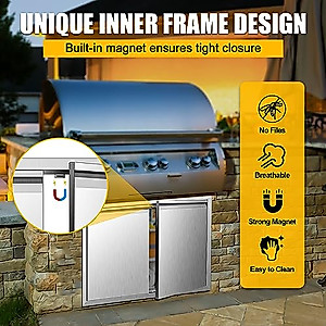 KODOM Outdoor Kitchen Doors - 31W x 24H Inch Double BBQ Access Doors, 304 Stainless Steel for Outdoor Kitchen Cabinet Grill Station or BBQ Island