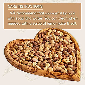 Crystalia Wooden Serving Plate, Handmade Natural Olive Wood Unique Heart Shaped Tray, Perfect for Any Occasion, Gift, Fruit, Snack, Food, Cakes & Nuts, European Dinnerware, Charger Plate