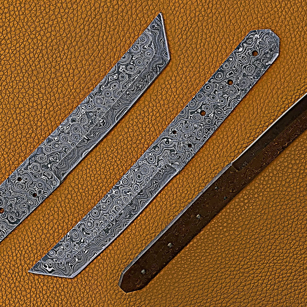 onlyhandmade Damascus Classic Tanto Hunting Blank Blade Knife Knives Japanese Samurai High Carbon Steel Custom Making, 9 inch Knife Making Supplies (Damascus)