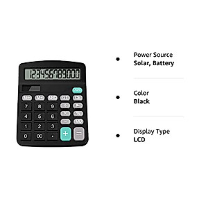 Desk Calculator Large Display Black