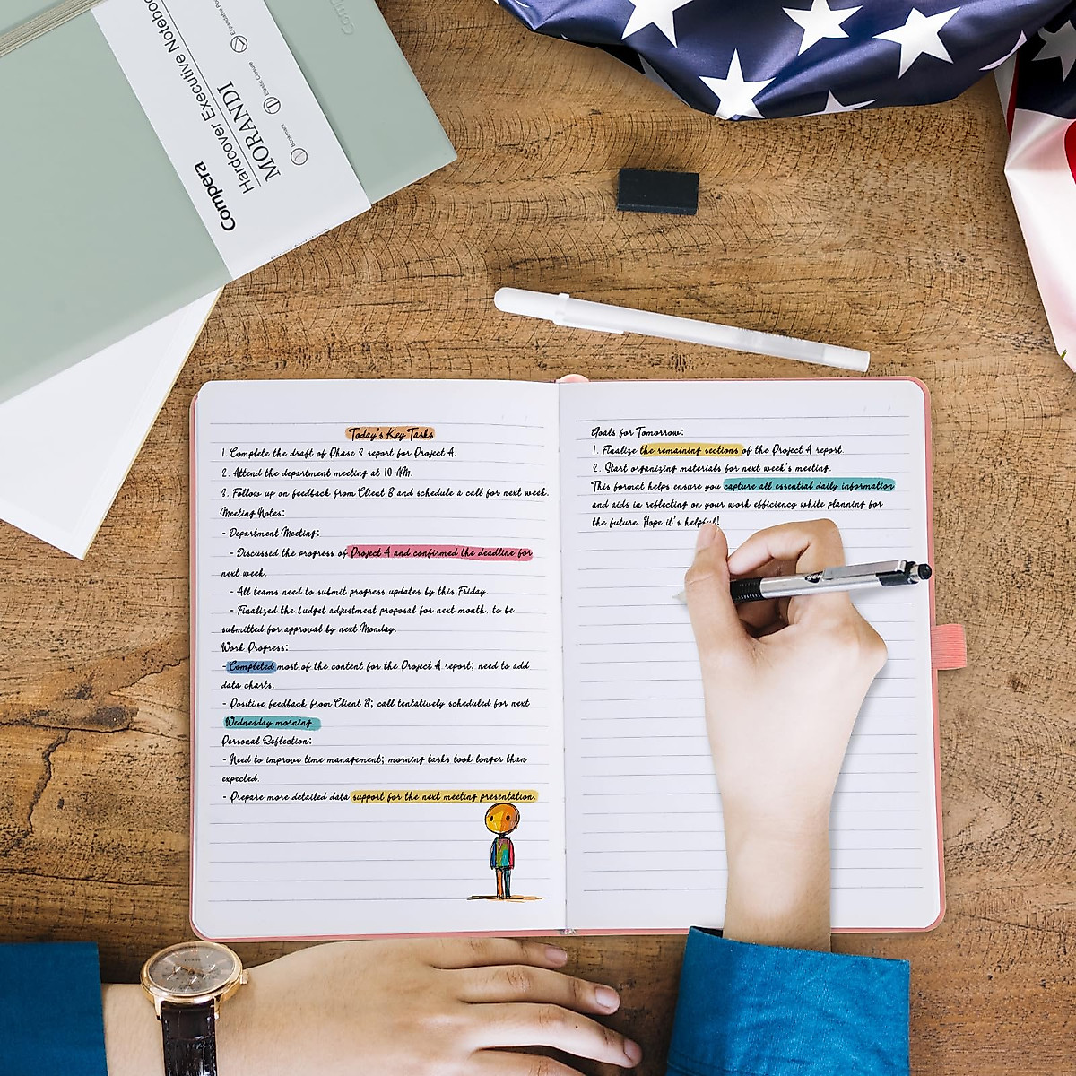 Compera Lined Journal Notebooks, 4 Pack, 176 Pages, 5.5 x 8.3, 100gsm Thick Paper, A5 Hardcover Notebooks with Pen Loop and Inner Pocket, for School Business Office College（Morandi colors）