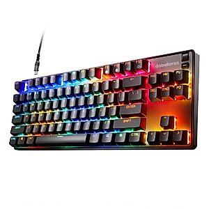 SteelSeries New Apex 9 Mini TKL, HotSwap Optical Mini Gaming Keyboard, 60 Percent Compact Design, Optical Switches, RGB, Double Shot PBT Keycap, Wired Keyboards for Computer PC Gaming (Renewed)