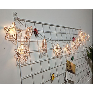 AMZSTAR 3M 20LED Rose Golden Metal String Lights, Geometric Lights Diamond Battery Powered Fairy Lights Indoor Decorative Lights for Home Bedroom Garden Wedding Party (Star)