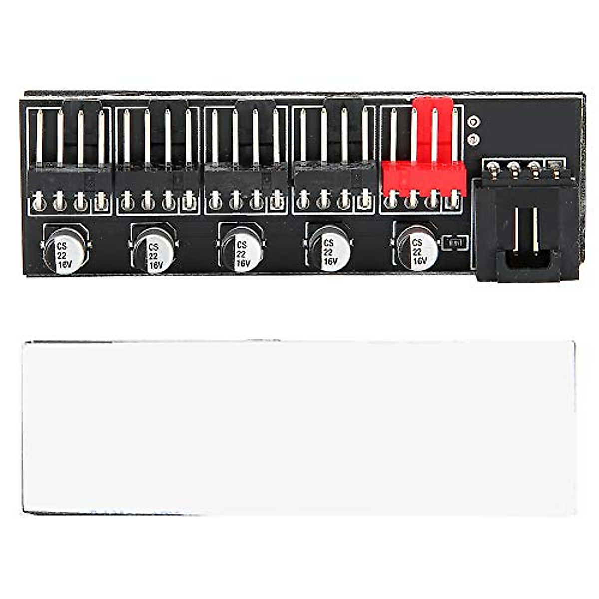 Wider Wiring Expand The 4‑pin Interface 4Pin Fan Hub, 1 to 5 Hub for CPU Motherboard Fan + Capacitor
