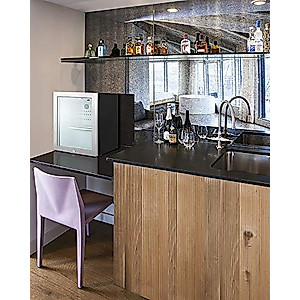 Summit Appliance MB13GST Compact Minibar with Glass Door, Seamless Stainless Steel Trim, Digital Controls, Automatic Defrost, Interior LED Light, Front Lock and Black Cabinet