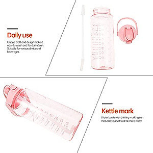 Hemoton 1pc Strap Ml: Cup: Button Plastic Outdoor Ml Gym Ensure Sports Go Handle Reusable Chug Lid Motivational Portable Large You and Leakproof Spout Scale Jug Pink Sippy It with