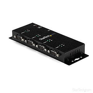 StarTech.com 4 Port USB to Serial RS232 Adapter - Wall Mount - Din Rail - COM Port Retention - FTDI USB to DB9 RS232 Hub , TAA (ICUSB2324I)