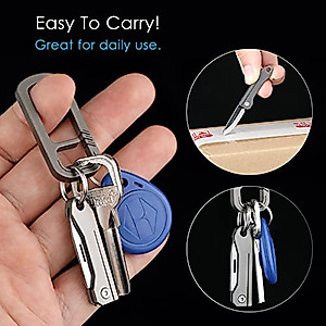 Juzpio Titanium Alloy Small Keychain Knife, Mini Folding Pocket Knife for Women Men, EDC Box Cutter (Titanium Alloy Handle/ 440c Steel Blade)