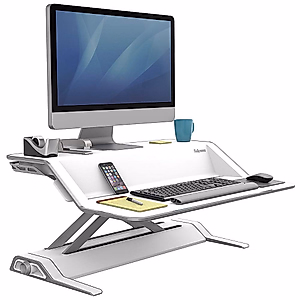 Fellowes Lotus Sit-Stand Workstation Desk, Adjustable, Pre-Assembled, White