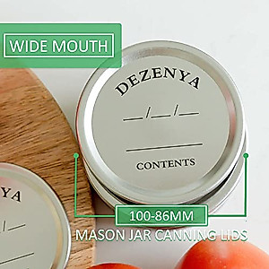 WIDE Mouth Canning Lids, 100 Count - Sturdy Metal Lids with Strong Silicone Seals That are Perfect for Meal Preservation & Food Storage - Fit for Wide Mouth Mason Jars - Canning Supplies by Dezenyaa