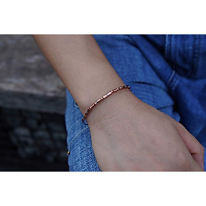 RareLove Aunt Morse Code Bracelets Best Aunt Christmas Gift Women Rose Golden Beads Grey String Bracelet