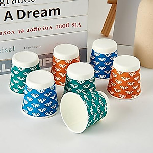JollyPack [1200 Pack] 3 oz Paper Cups, Disposable Bathroom Cups, Small Mouthwash Cups, Rinse Cups, Orange Blue and Green Mini Cups for Candy and Biscuits, Perfect for Bathroom, Party, Picnic, Travel