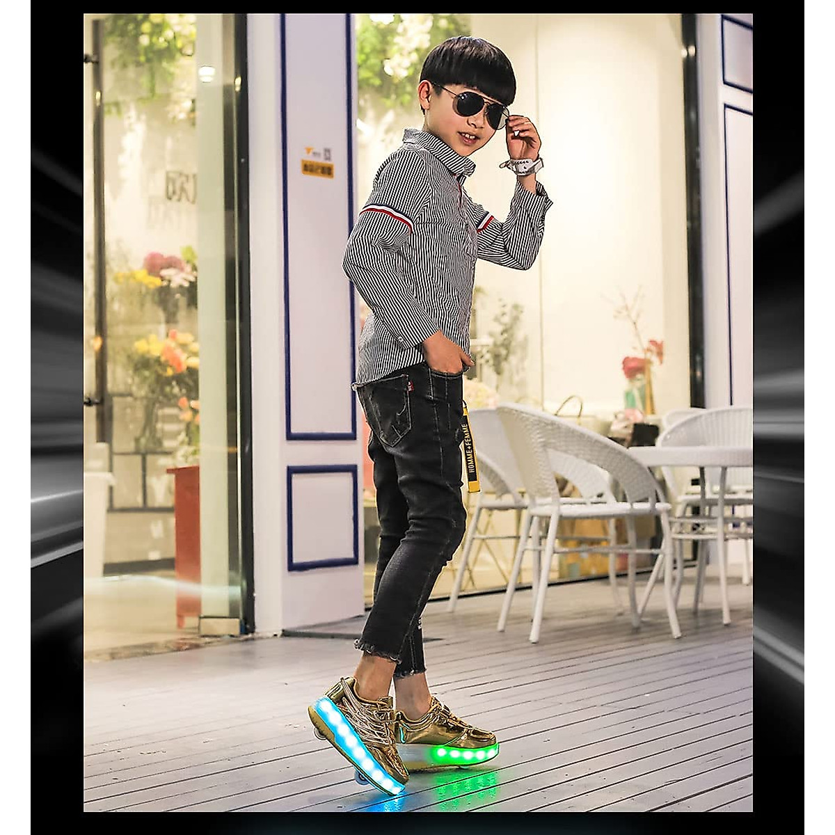 AIkuass Roller Skates- Kids USB Charge Roller Shoes for Girls Boys Kids LED Light Up Sneakers As Best Gift for Party Birthday Christmas Day (12.5 little kid)