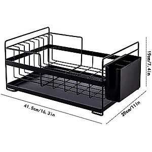 Plate Rack Draining Dish Rack Chrome-plated Steel Dish Rack With Drainboard With Removable Drainboard Removable Plastic Cutlery Tray for Kitchen Countertop (Color : White) Pan Plate Holder