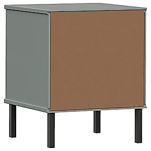 GOLINPEILO Wooden Bedside Cabinet with Metal Legs and 2 Drawers, Solid Wood NightStand End Side Table for Home Office, Gray 15.7"x13.8"x19.1"(B)