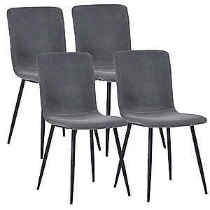 FurnitureR Scandinavian Dining Chairs Set of 4, Comfy Side Chair with Velvet Seat Sturdy Metal Legs for Kitchen Living Bedroom, Charcoal