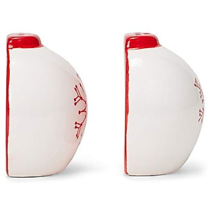 Snowflake Rosy Red 3 x 2 Dolomite Ceramic Christmas Salt and Pepper Shaker Set