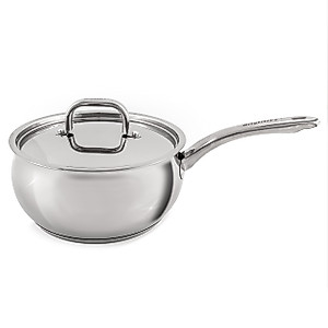 BergHOFF Belly Shape 18/10 Stainless Steel 4Pc Cookware Set, Metal Lids, Fast, Evenly Heat, Induction Cooktop Ready