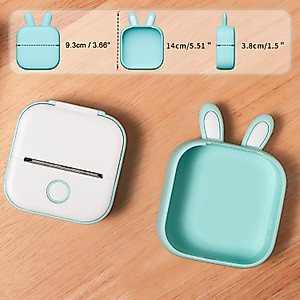 Memoking T02 Protective Case-Bunny Ears Shape Soft Silicone BPA-Free Cute Design Printer Cover, Compatible with T02 Mini Bluetooth Wireless Portable Mobile Pocket Printer, Green