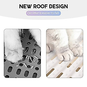 Foldable Cat Litter Box with Lid, Fully Enclosed Anti-Splashing Cat Kitty Litter Pan with Handle, Large Cat Potty Front Entry Top Exit, Drawer Type Cat Toilet Easy Clean with Fashion Cat Litter Scoop