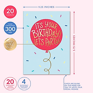 Sweetzer & Orange Birthday Happy Birthday Cards with Envelopes and Birthday Card Assortment Box. Variety Set of 20 Assorted Birthday Cards with Envelopes, Bulk Greeting Cards Assortment II