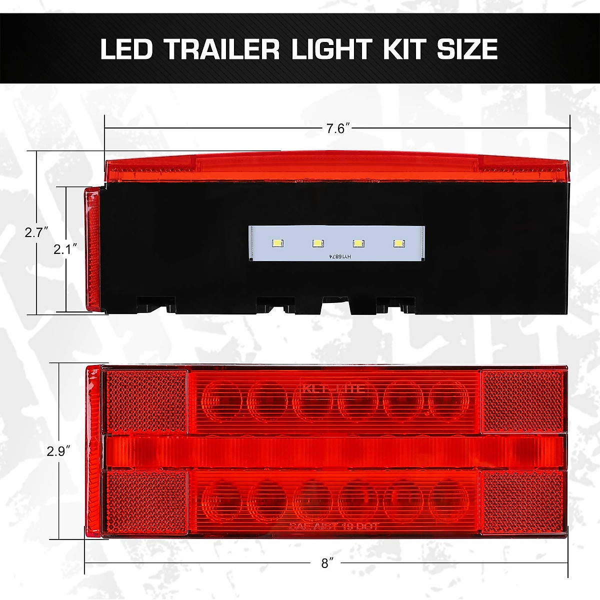 LINKITOM New Submersible LED Trailer Light Kit, Super Bright Fully Waterproof Tail Lights, Combined Stop,Tail Lights,Turn and License Lights Function for Boat Trailer