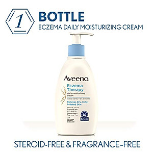 Aveeno Eczema Therapy Daily Moisturizing Body Cream for Sensitive Skin, Soothing Eczema Relief Cream, Colloidal Oatmeal & Ceramide for Dry & Itchy Skin, Steroid- & Fragrance-Free, 12 oz
