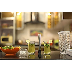 Kitchen Rest Muddler for Cocktails - 8inch Long 1pc Stainless Steel Fruit Crusher - Bar Tools for Home for Making Mojito Mix and Other Fruit Drinks