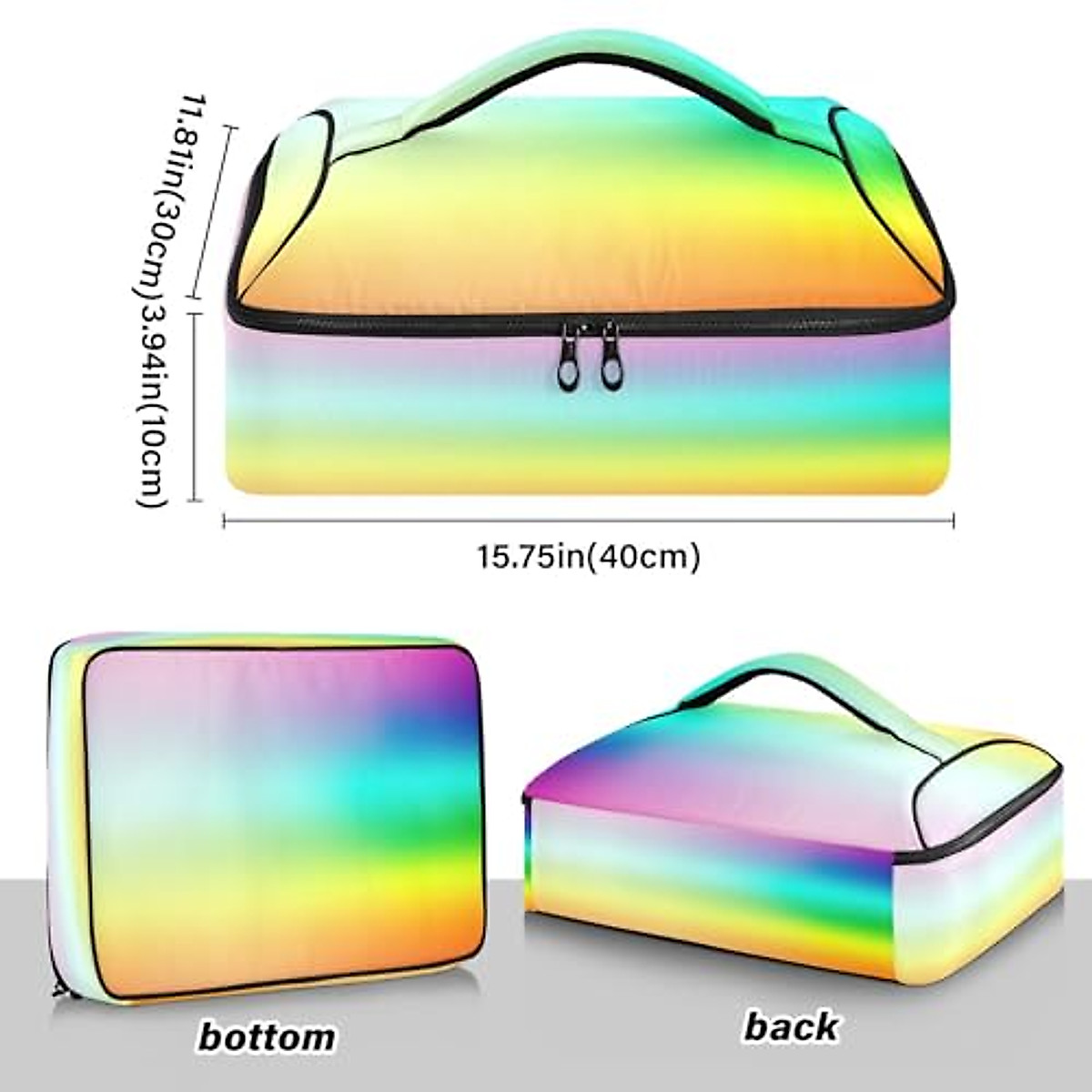 Kcldeci Insulated Thermal Food Carrier Insulated Casserole Carrier for Hot or Cold Food,Rainbow Blurry Insulated Tote Bag for Potluck Cookouts Parties Picnic,Lasagna Lugger