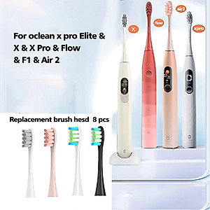 GTHUNDER 8Pcs Replacement ElectricToothbrush Head for Clean Heads, with Independent Hygienic Caps,Vacuum Packaging, for All Clean Models Clean x pro Elite & X & X Pro & Flow & F1 & Air 2 (Black)