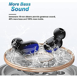 Kinganda Bluetooth Headphones True Wireless Earbuds Touch Control with LED Charging Case, IPX7 Waterproof, HiFi Stereo in Ear Earphones, Deep Bass Sports Ear Buds with Built-in Mic Blue
