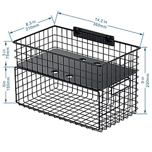 RRAJJ Movable Towel Rack,Industrial Bathroom Shelves Wall Mounted,14in Rustic 2 Layer Bathroom Baskets,SUS304 Storage Wall Shelf for Kitchen(Black)