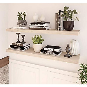 Bestar Universel 12W Set of 48W x 12D Floating Shelves in Natural Yellow Birch