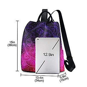 ALAZA Purple Mandala Galaxy Backpack Purse for Women Anti Theft Fashion Back Pack Shoulder Bag