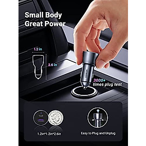 UGREEN USB C Car Charger, 52.5W Type C Car Charger PD 30W&QC 18W, Fast Car Charger Adapter Compatible with iPhone 14/13/12/11, iPad Pro/Mini/Air, Galaxy S23/S22/S21/S20/S10/Note 20, Pixel 7/6/5