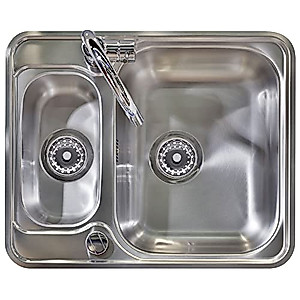 Westbrass D214S-2P-07 3-1/2" Standard Stainless Steel Post Style Large Kitchen Sink Basket Strainer Drain Stopper, 2 Pack, Satin Nickel