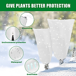 Plant Covers Freeze Protection 47" x 71" Large Tree Covers Frost Protection Blankets Reusable Plant Protector Drawstring Bags Anti-Freeze Shrub Cloth Blanket for Winter Cold Weather Outdoor w/Zipper