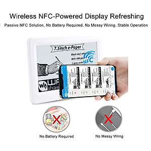 waveshare 7.5inch Passive NFC-Powered e-Paper Display Black/White e-Ink Screen, Wireless Powering and Data Transfer No Battery Required, Refresh by Smartphone with NFC Function or NFC Reader