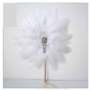 Chinese Fan Folding Hand Fan Bridal Feather Bouquet Decorative Fan Crystal Bridesmaid Wedding Bouquet Flapper Folding Fan Paper Fan Hand Folding Fans Vintage Style
