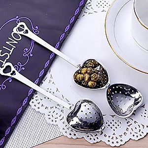 10Pcs Tea Strainers for Loose tea spoons - Heart Shaped Tea Filter Stainless Steel Tea Diffuser Fine Mesh Strainer Spoon Filter - Tea Infusers for Loose Tea Strainer Loose Leaf Tea Steeper Tea Party
