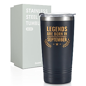 Onebttl Happy Birthday Tumbler For Men, Funny Birthday Gifts For Him, Boyfriend, Son, Husband, Dad, Son, Uncle–20 oz Stainless Steel Coffee Cup With Lid, Legends are Born in September