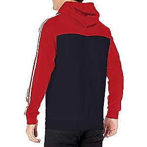 adidas mens Essentials Hooded Sweatshirt Scarlet/ Ink/Scarlet Small
