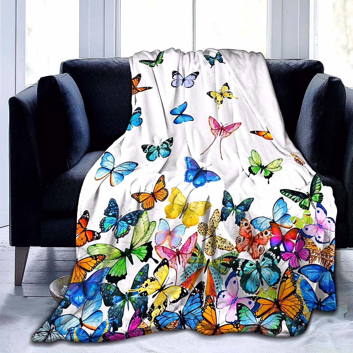 Butterfly Blanket Beautiful Butterfly Throw Blanket Ultra Soft Blankets Lightweight Cozy for Bed Couch Sofa 50"x40"