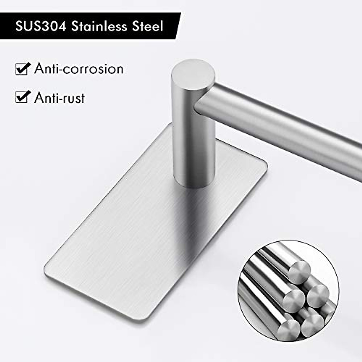 KES Adhesive Towel Bar 30-Inch Bathroom No Drill Towel Holder Sticky on Towel Rack Easy Install SUS304 Stainless Steel Rustproof Brushed Finish, A7000S75B-2