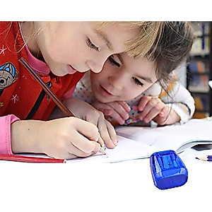 4PCS Manual Pencil Sharpener,Double Holes Colored Prism Pencil Sharpeners with lid for Kids,Suitable for School,Office,Home